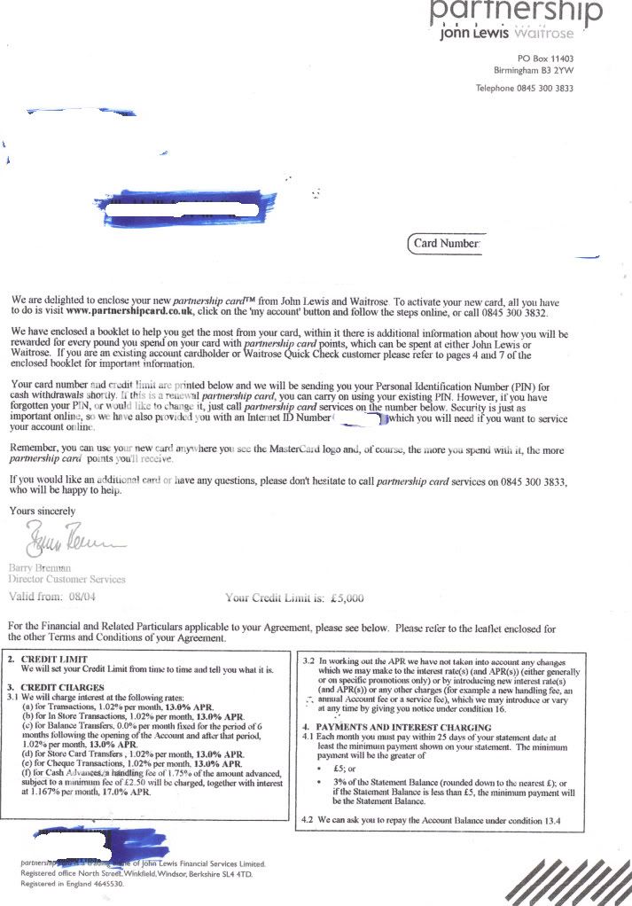 John Lewis Partnership Card CCA - Other Institutions - National ...