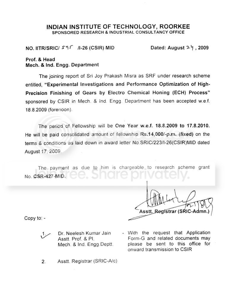 Joining Letter